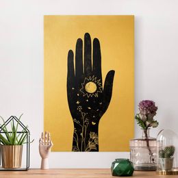 Bilderwelten Leinwandbild Hand mit Sonne