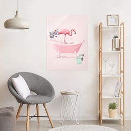 Bilderwelten Glasbild Badewannen Flamingo