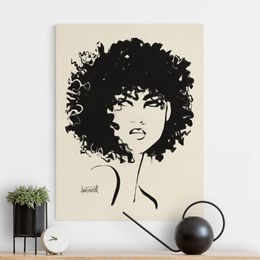 Bilderwelten Leinwandbild Portrait mit schwarzem Pinsel III