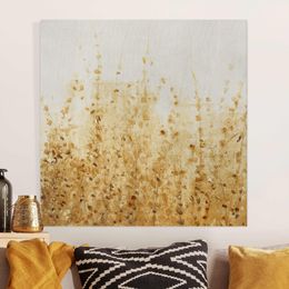 Bilderwelten Leinwandbild Blumen Tropisch Kunstdruck beige - Bl&auml;tterfeld im Sommer - Blumenwiese XXL Wohnzimmer Schlafzimmer