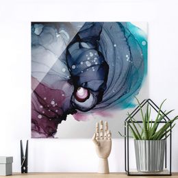 Bilderwelten Glasbild originell modern blau Glas Wandbild - Linien im Nachtblauen Kokon - Deko Wohnzimmer Schlafzimmer