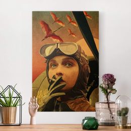Bilderwelten Leinwandbild Emel Tunaboylu - Vintage Pilotin