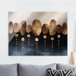 Bilderwelten Glasbild originell Abstrakt gold Aquarell - Abstrakte goldene Steine - Deko Wohnzimmer Schlafzimmer