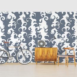 Bilderwelten Fototapete Vliestapete modern Wandtapete grau - Rauch Muster in Graublau - Deko Wohnzimmer Schlafzimmer