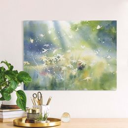 Bilderwelten Leinwandbild Schmetterlinge, Licht und Blumen