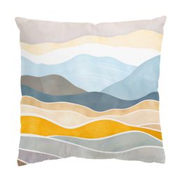 Bilderwelten Dekokissen Minimalistische Boho Landschaft Gelb Pastellblau