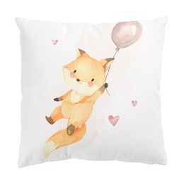Bilderwelten Dekokissen Fuchsbaby mit Luftballon Rosa