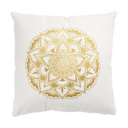 Bilderwelten Dekokissen Mandala Illustration Ornament wei&szlig; gold