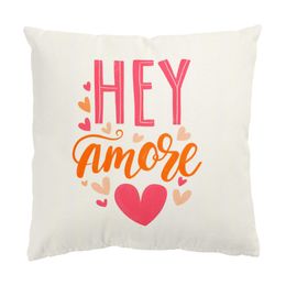 Bilderwelten Dekokissen pink Spr&uuml;che modern - Hey Amore mit Herz - Motivation Sofakissen Bezug & F&uuml;llung in 40x40 50x50 60x60