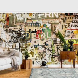 Bilderwelten Fototapete Spr&uuml;che Industrial Wandtapete bunt - Alte Plakatwand - Spr&uuml;che Jugendzimmer