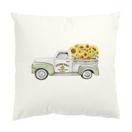 Bilderwelten Dekokissen Cottage Summer - Truck mit Sonnenblumen