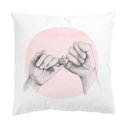 Bilderwelten Dekokissen Illustration H&auml;nde Freundschaft Kreis Rosa Wei&szlig;