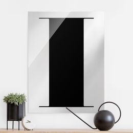 Bilderwelten Glasbild Buchstaben & Zahlen modern schwarz weiss Glas Wandbild - Antiqua Letter I - Deko Jugendzimmer