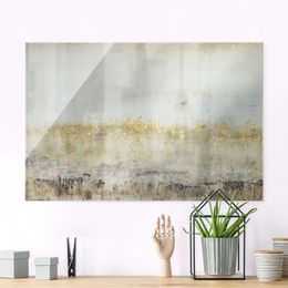 Bilderwelten Glasbild originell Abstrakt weiss Glas Wandbild - Goldene Farbfelder II - Deko Wohnzimmer Schlafzimmer