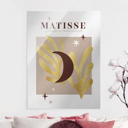 Bilderwelten Glasbild originell Abstrakt gold Glas Wandbild - Matisse Interpretation - Mond und Sterne - Deko Jugendzimmer