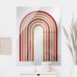 Bilderwelten Glasbild Abstrakt rosa Glas Wandbild - Geometrische Formen - Regenbogen Rosa - Regenbogen Kinderzimmer Baby M&auml;dchen Jungen