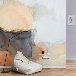 Bilderwelten Fototapete originell modern Aquarell beige - Aquarell Goldene Spitze I - Deko Wohnzimmer Schlafzimmer