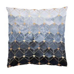 Bilderwelten Dekokissen Blaue Geometrie goldenes Art Deco