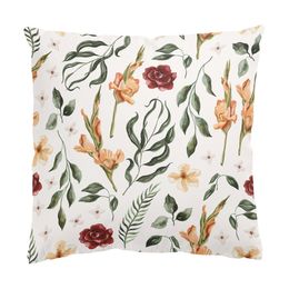 Bilderwelten Dekokissen Aquarell Pflanzen Bl&auml;tter und Rosen