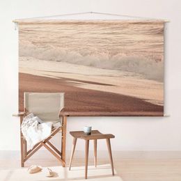 Bilderwelten Wandteppich Strand rosa Motiv Stoffbild - Kalifornien Sonnenuntergang - Meerblick Wohnzimmer Schlafzimmer