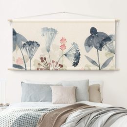 Bilderwelten Wandteppich Blumen weiss Landhaus Aquarell - Wildblumen Aquarell I - Wandbild Wohnzimmer Schlafzimmer