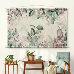 Bilderwelten Wandteppich Botanik in Pastell Gr&uuml;n & Rosa