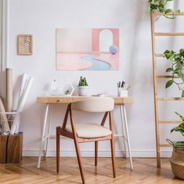 Bilderwelten Leinwandbild Rosa Raum mit blauer Kugel