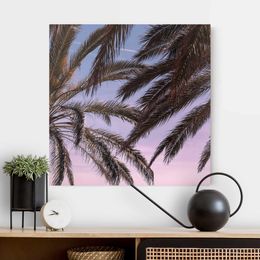 Bilderwelten Leinwandbild Rosa Palmen Sonnenuntergang