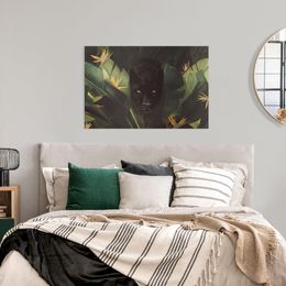 Bilderwelten Leinwandbild Panther im Dschungel