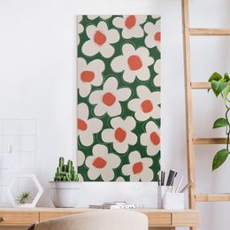 Bilderwelten Leinwandbild Bl&uuml;mchenmuster Orange und Gr&uuml;n