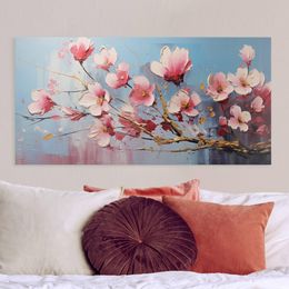 Bilderwelten Leinwandbild Moderne gemalte Kirschbl&uuml;ten