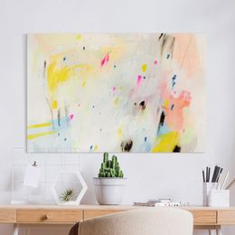 Bilderwelten Leinwandbild originell Abstrakt Kunstdruck bunt - Pastell Konfetti Ausbruch - Wandbild XXL Wohnzimmer Schlafzimmer