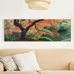 Bilderwelten Leinwandbild - Panorama Japanischer Garten