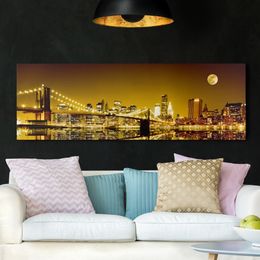 Bilderwelten Leinwandbild - Panorama Goldenes New York
