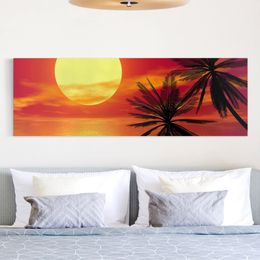 Bilderwelten Leinwandbild - Panorama Karibischer Sonnenuntergang