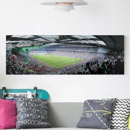 Bilderwelten Leinwandbild - Panorama Fu&szlig;ballstadion