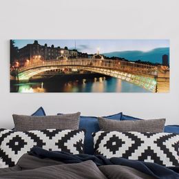 Bilderwelten Leinwandbild - Panorama Ha'penny Bridge