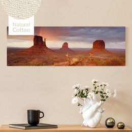 Bilderwelten Leinwandbild - Panorama Monument Valley bei Sonnenuntergang