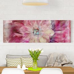 Bilderwelten Leinwandbild - Panorama Grunge Flower