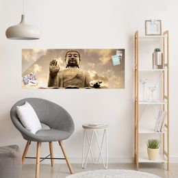 Bilderwelten Glasbild - Panorama Gro&szlig;er Buddha Sepia
