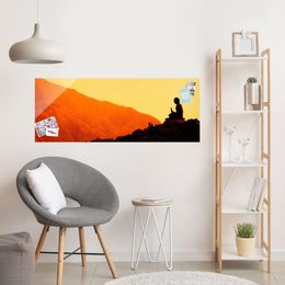Bilderwelten Glasbild - Panorama Resting Buddha