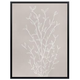 Bilderwelten Leinwandbild Line Art Zweig auf Beige