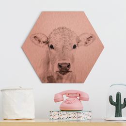 Bilderwelten Hexagon-Alu-Dibond Bild Wei&szlig;es Kalb