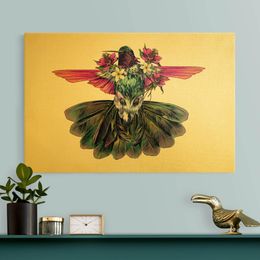 Bilderwelten Leinwandbild Illustration floraler Kolibri