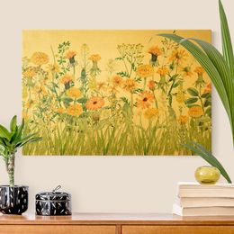 Bilderwelten Leinwandbild Aquarellierte Blumenwiese in Gelb