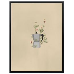 Bilderwelten Leinwandbild Bialetti mit Blumen