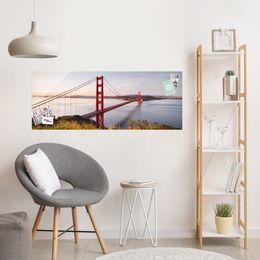Bilderwelten Glasbild - Panorama Golden Gate Bridge in San Francisco