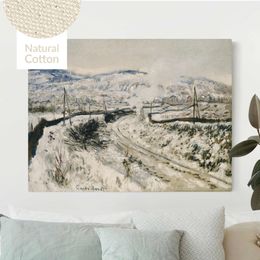 Bilderwelten Leinwandbild - Querformat Claude Monet - Zug im Schnee