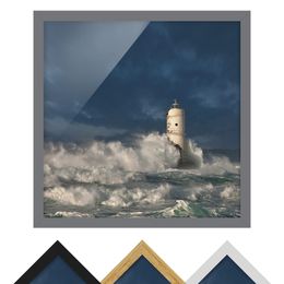 Bilderwelten Bild mit Rahmen - Quadrat Leuchtturm auf Sardinien