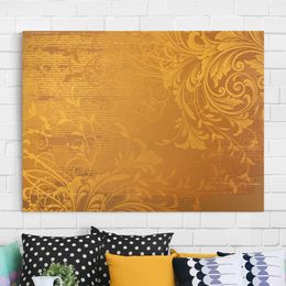 Bilderwelten Leinwandbild - Querformat Goldene Flora